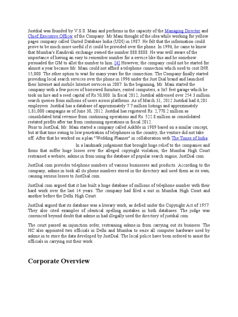 Justdial Project | PDF | Recruitment | Employment