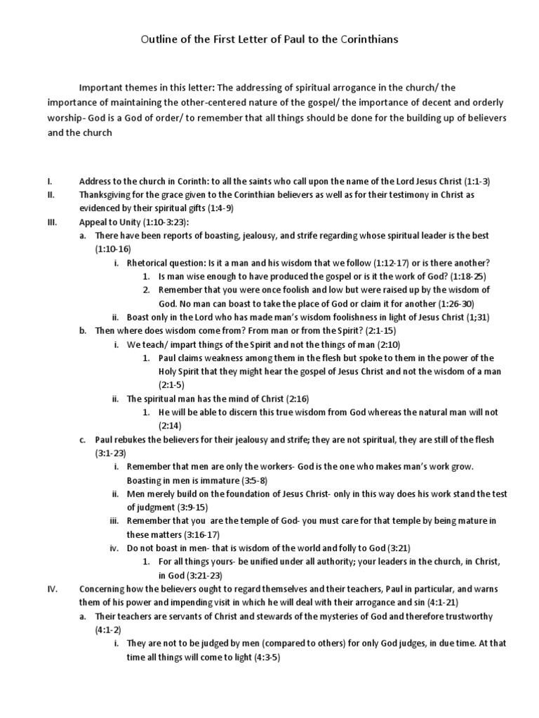Key Themes in Paul's Corinthian Letter | PDF | Spiritual Gift ...