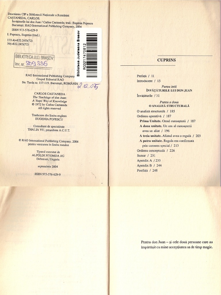 Carlos Castaneda - Invataturile Lui Don Juan | PDF