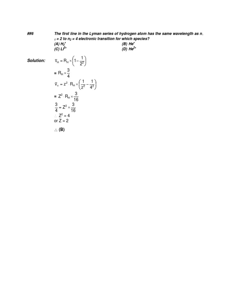 Lyman Series Transition in Hydrogen Isotopes | PDF