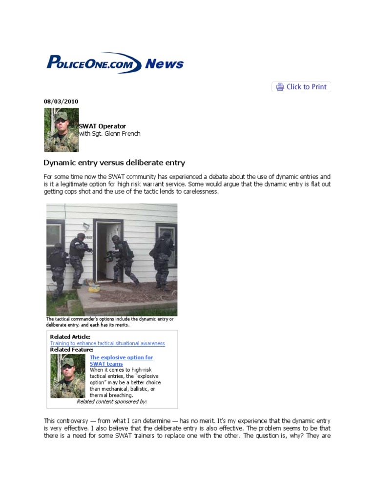 Dynamic Entry | PDF | Swat | Sergeant