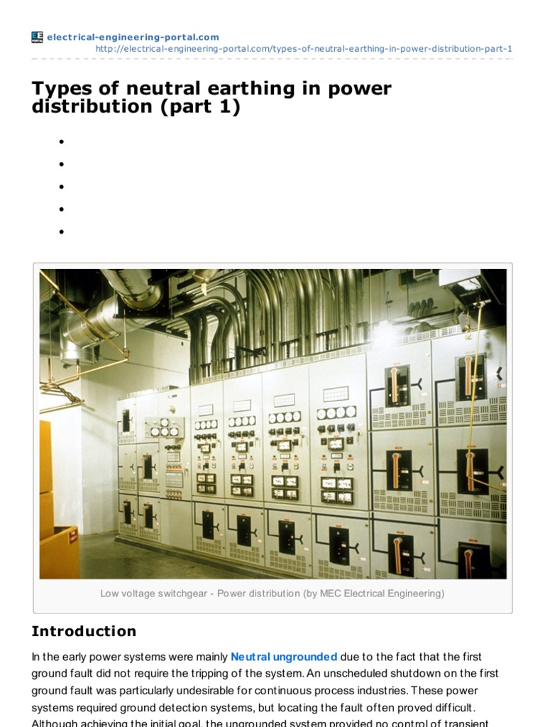 Types of Neutral Earthing in Power Distribution (Part 1) | PDF ...