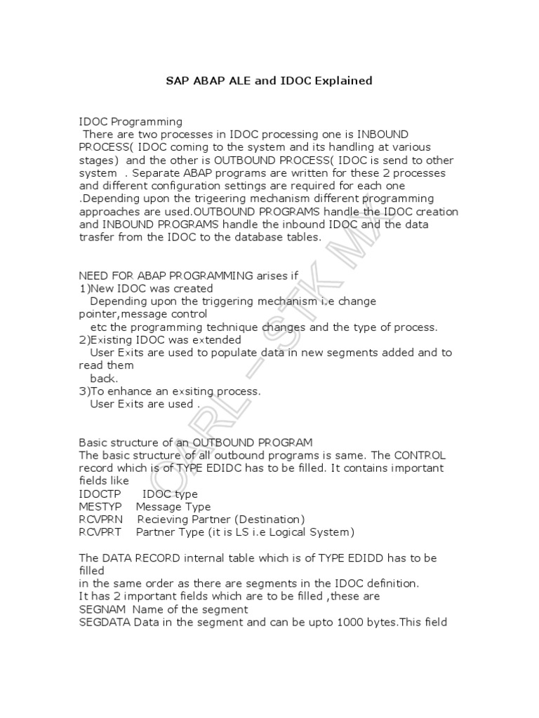 Sap Abap Ale and Idoc Explained | PDF | Port (Computer Networking) | Electronic Data Interchange