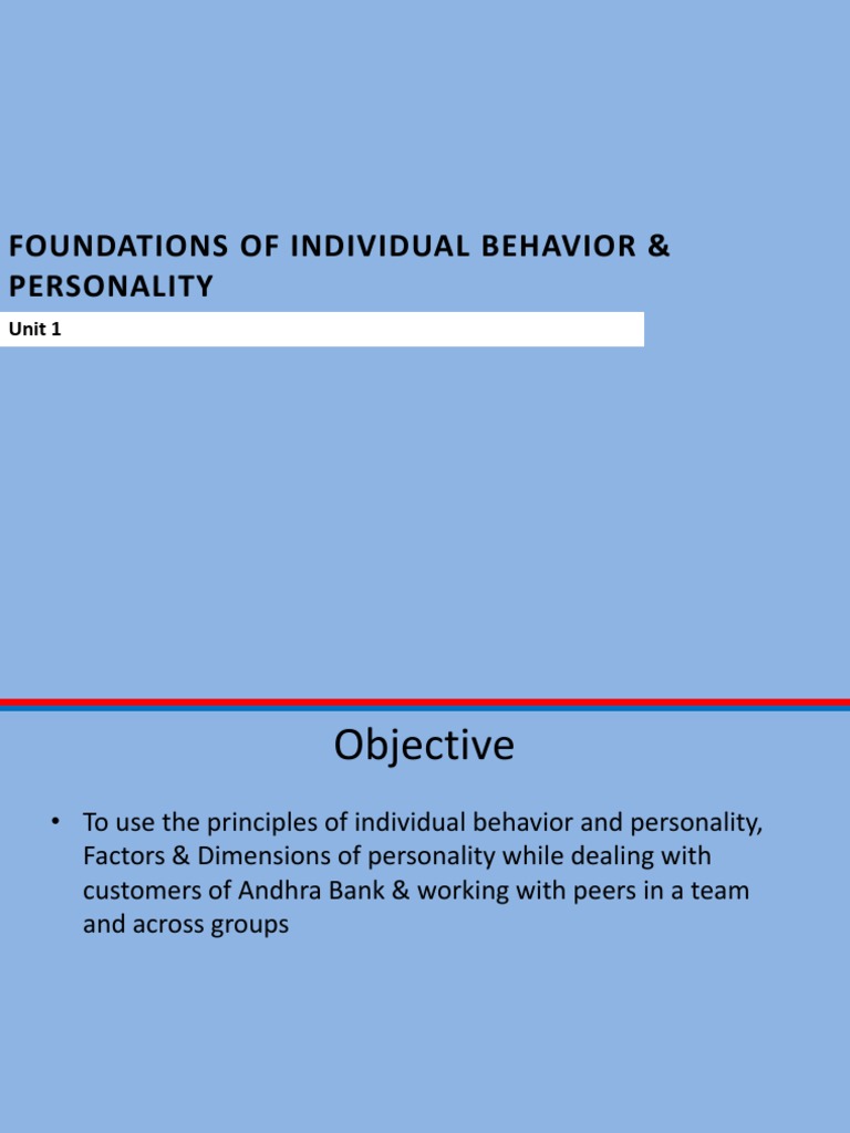 Understanding Individual Behavior & Personality | PDF