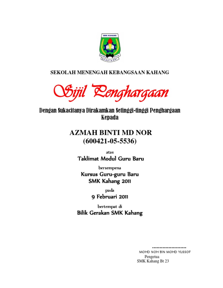 Contoh Sijil | PDF