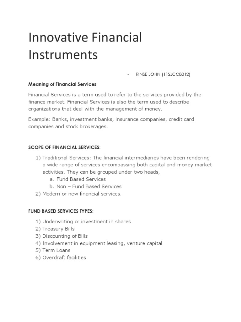 Innovative Financial Instrument - Final | PDF | Bonds (Finance ...
