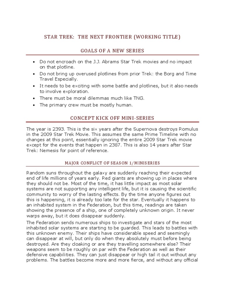 Star Trek: The Next Frontier | PDF | United Federation Of Planets ...