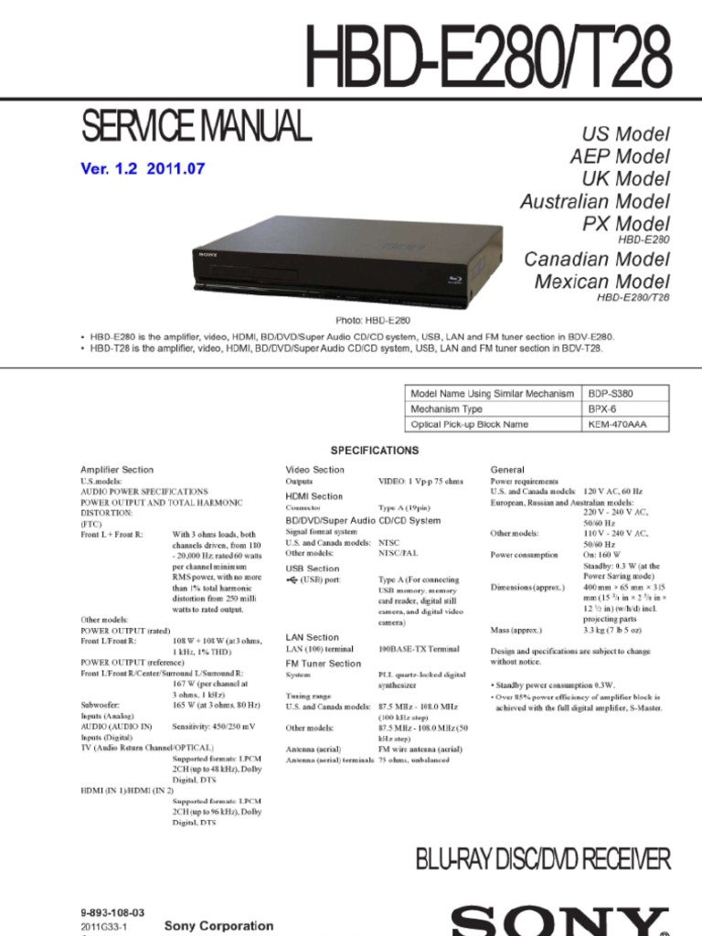 Hdb-E280 & HDB-T28 Service Manual | PDF