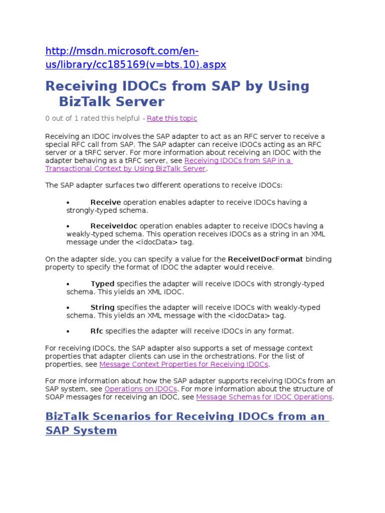 SAP IDOC Receiving with BizTalk Guide | PDF | Xml Schema | Xml