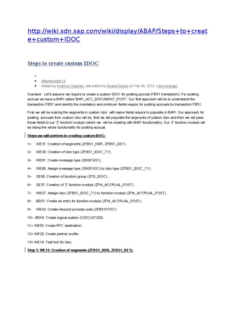 Steps To Create Custom IDOC | PDF | Areas Of Computer Science | Information Technology Management