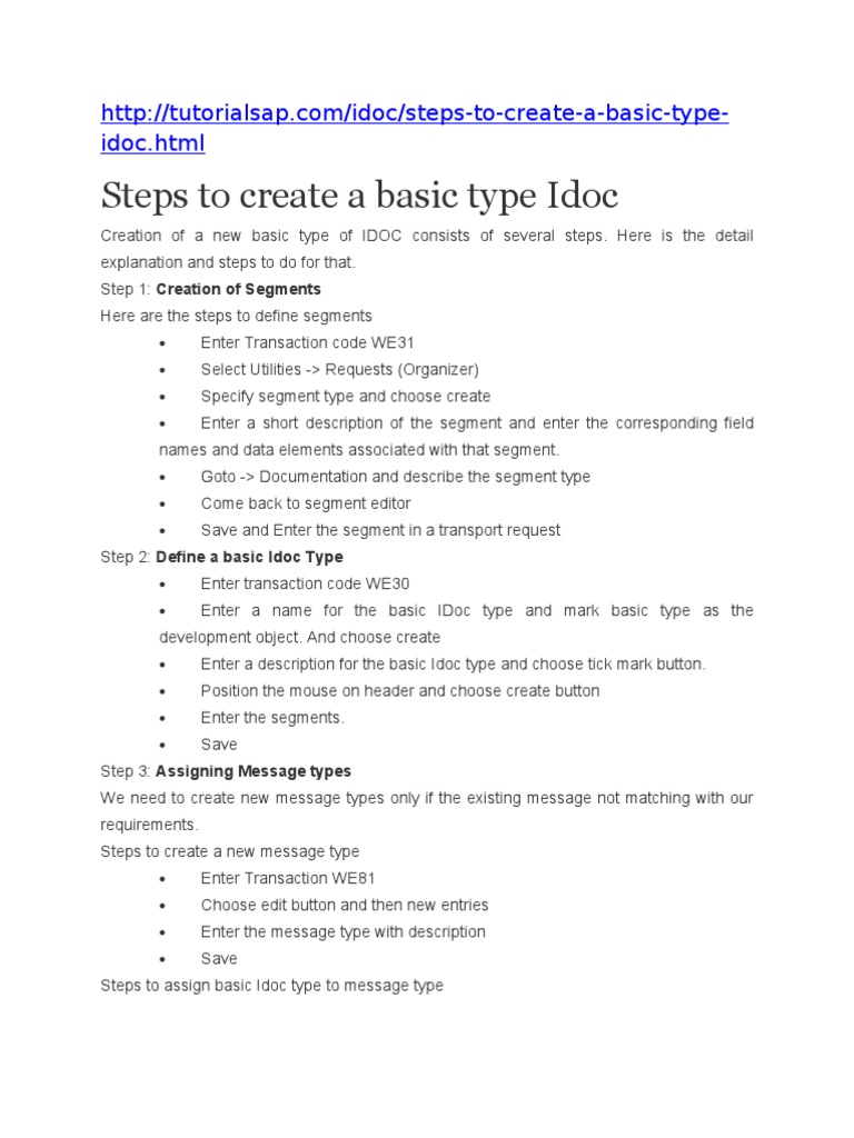 Steps To Create A Basic Type Idoc | PDF | Modular Programming | Interface (Computing)