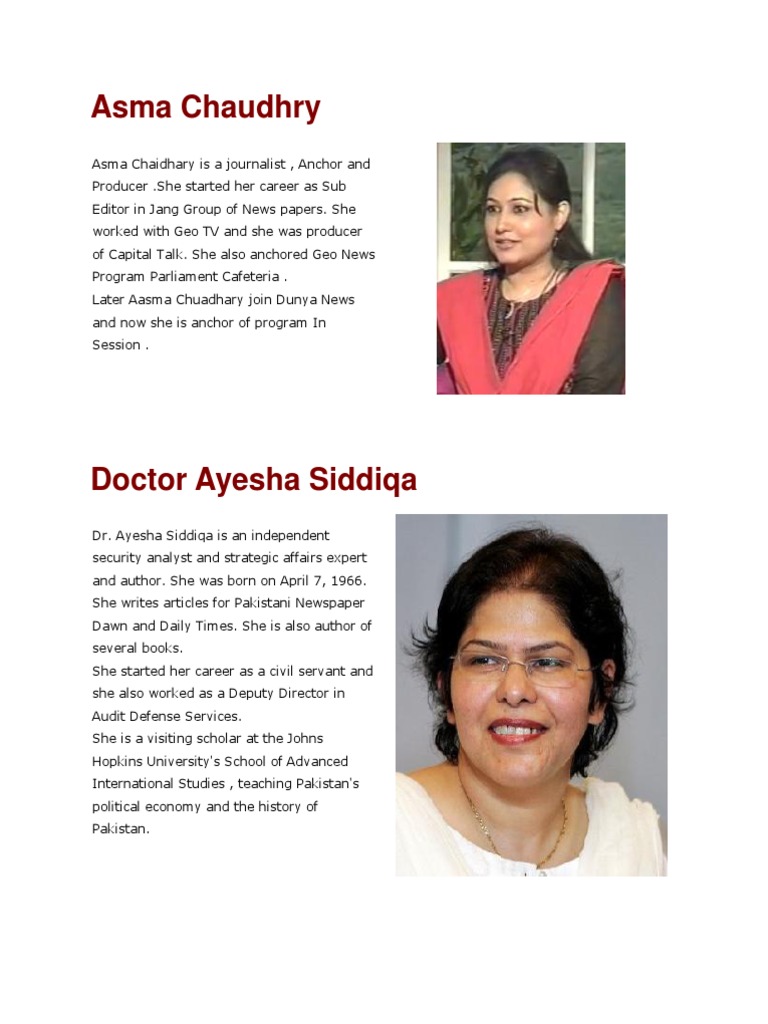 Famous Women Journalists From The Television Industry | PDF | Pakistan ...