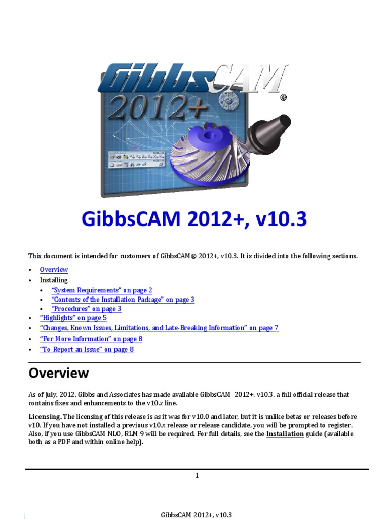 Readme GibbsCAM 2012 Plus | PDF | 64 Bit Computing | Windows Vista