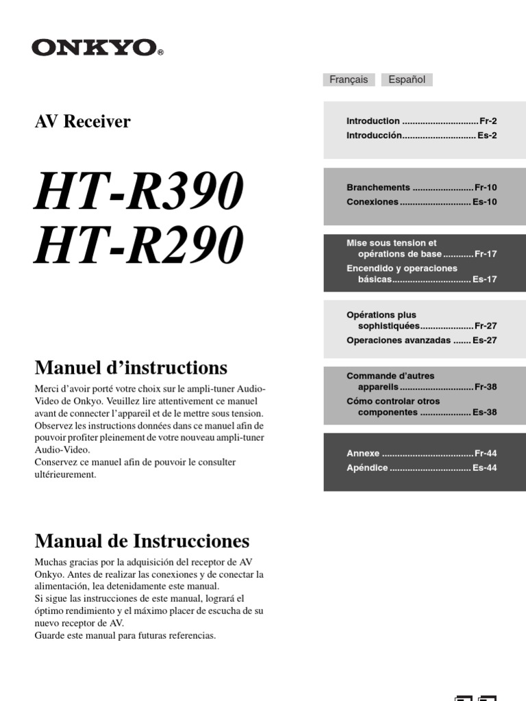 Onkyo-Av Receptor-Ht-R390 HT-R290 | PDF | HDMI | Enregistrement