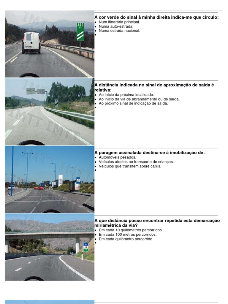 Exames Imtt | PDF | Rodovia de acesso controlado | Tráfego