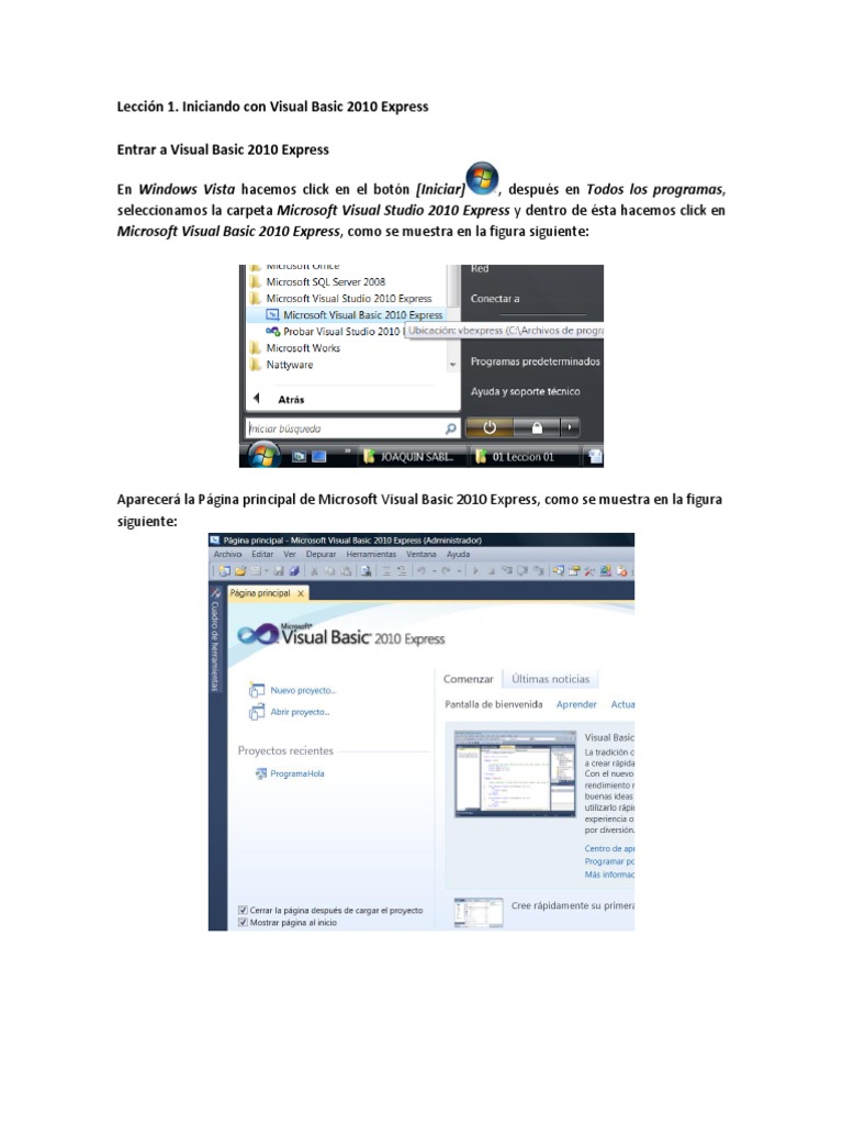 Leccion 01 Inicio Con Visual Basic 2010 Express Edition | Descargar gratis PDF | Básico ...