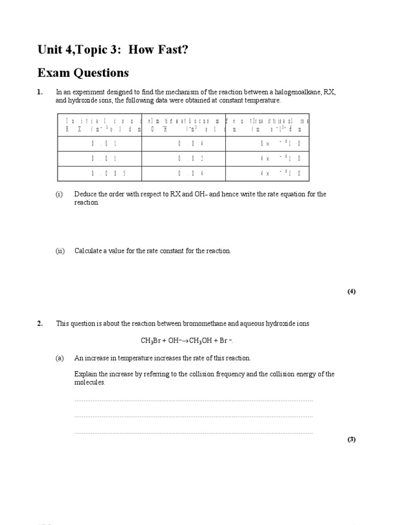 Kinetics of Halogenoalkane Reactions | PDF | Chemical Reactions | Hydroxide