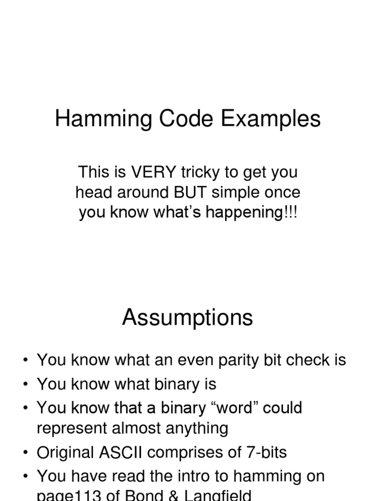 Hamming Code Examples Pdf Computer Programming Fault Tolerance