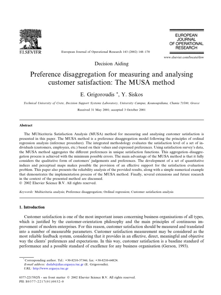 Measuring And Analyzing Customer Satisfaction With Musa Method Pdf Mathematical Optimization
