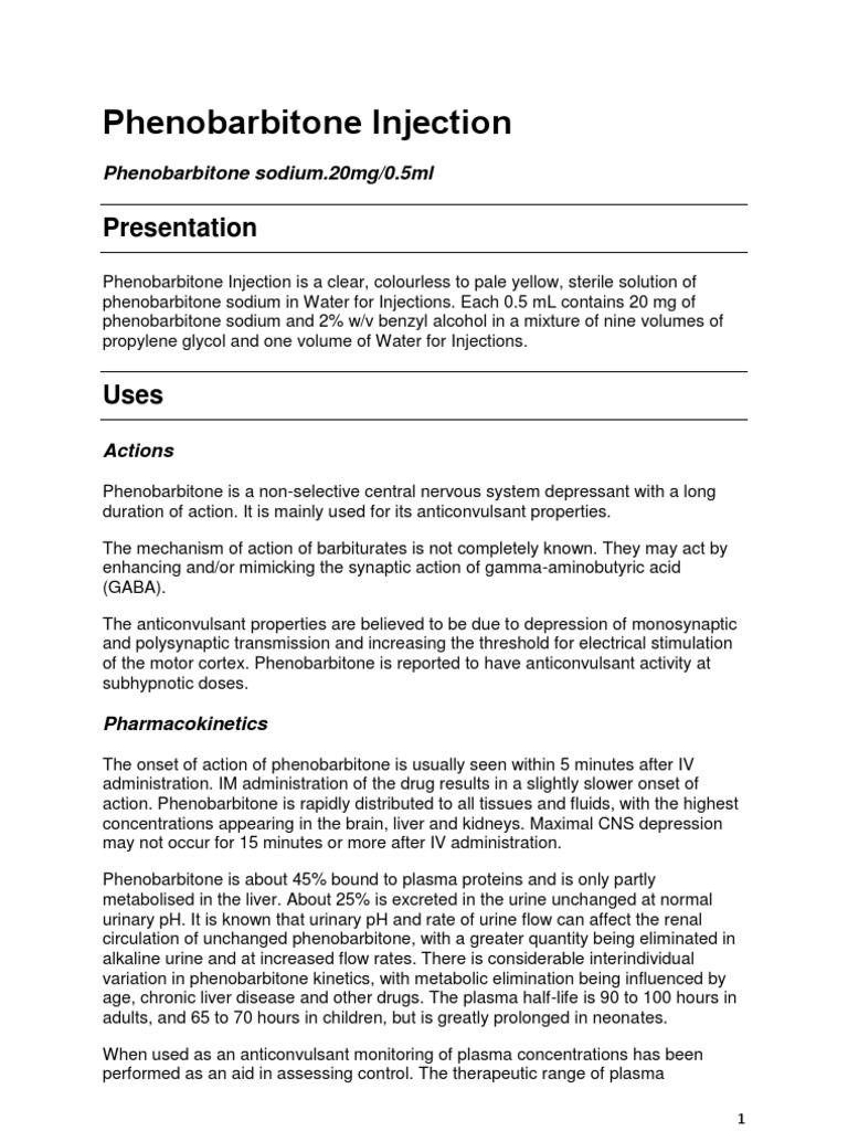 Phenobarbitone Injection Pdf Shock Circulatory Dose Biochemistry