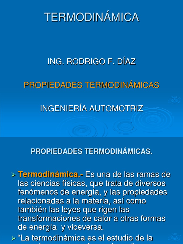 Propiedades Termodinámicas | PDF | Termodinámica | Presión