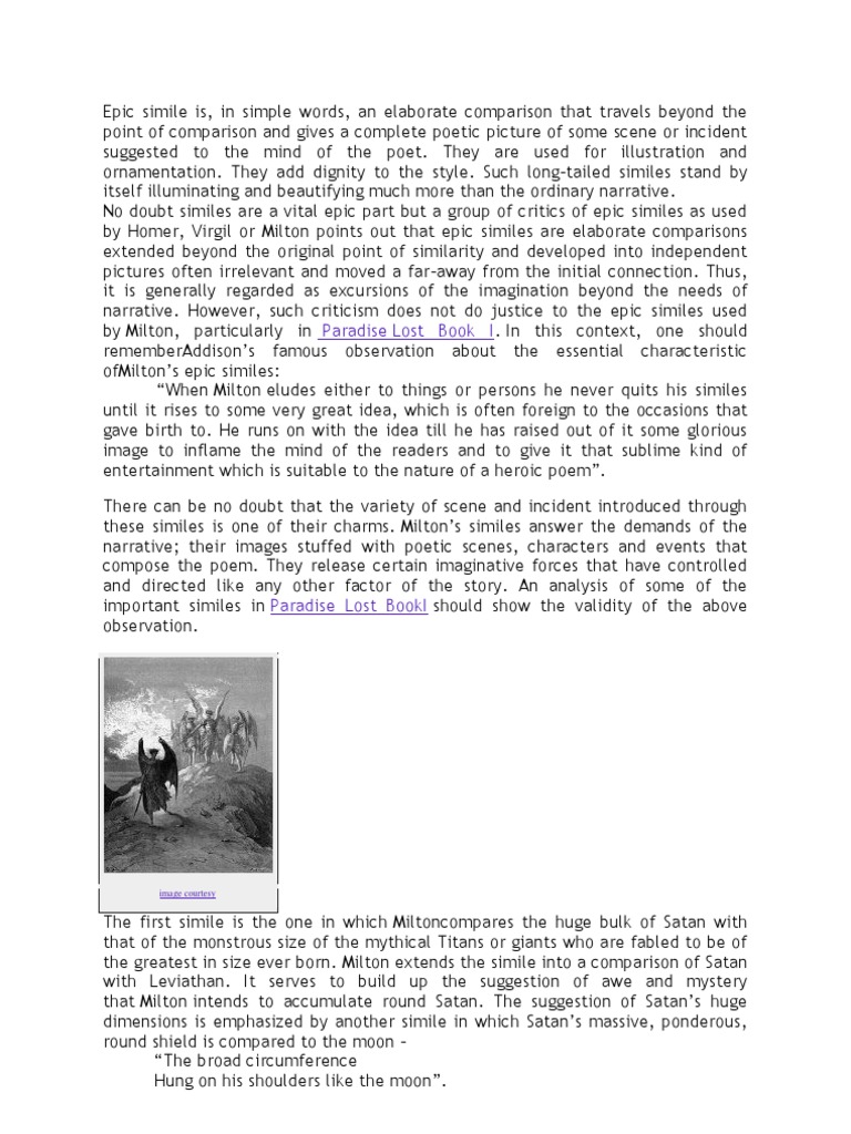 Epic Simile Is | PDF | Epic Poetry | Paradise Lost