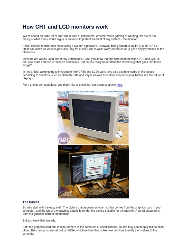 How CRT and LCD Monitors Work | PDF | Computer Monitor | Liquid Crystal ...