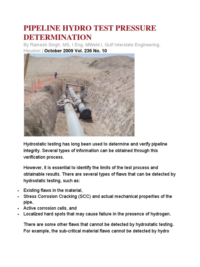 Hydro Test Pressure Detemination | PDF | Strength Of Materials | Yield ...