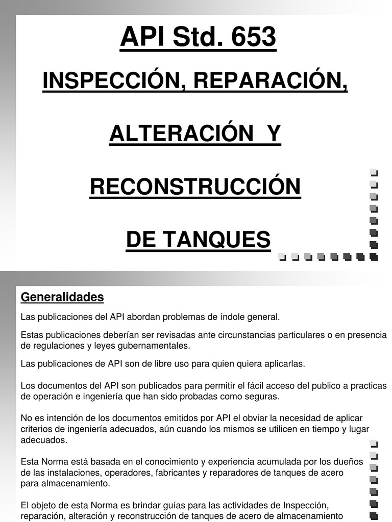 Normas Api | PDF | Tanques | Soldadura
