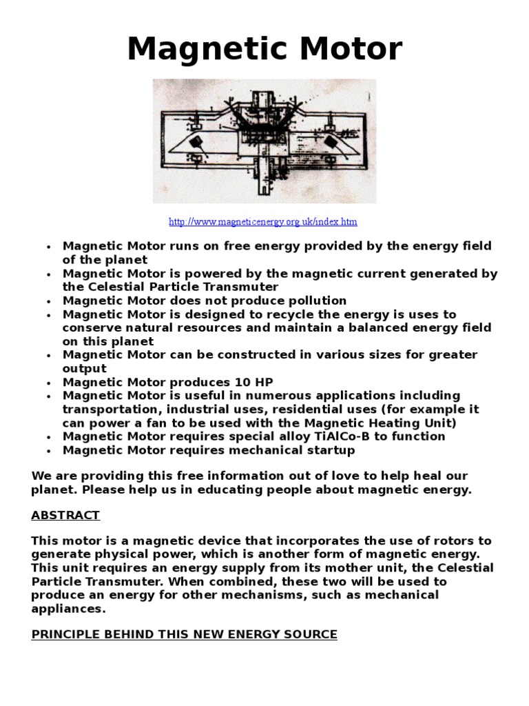 Howard Johnson Magnetic Motor Plans | PDF | Electric Motor | Magnetic Field