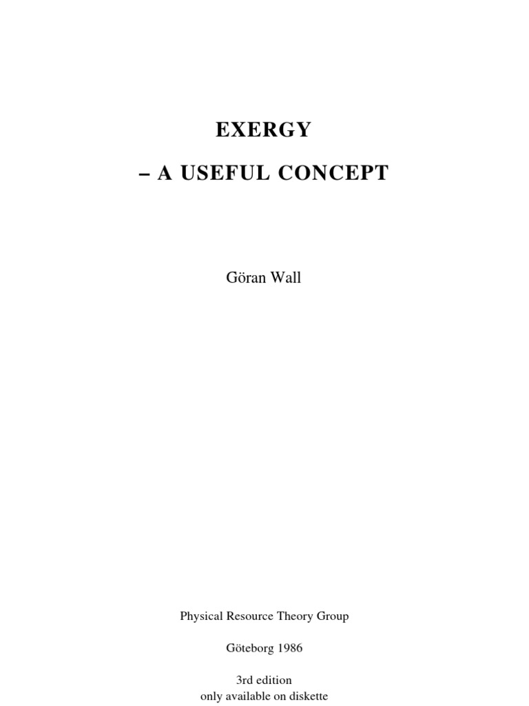 Thesis - Exergy - A Useful Concept | PDF | Exergy | Second Law Of ...