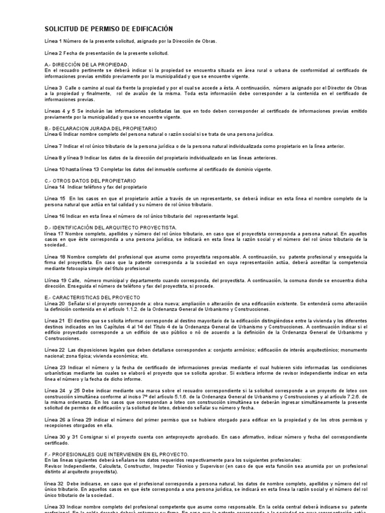 Como Llenar Permiso de Edificación | PDF | Propiedad | Arquitecto