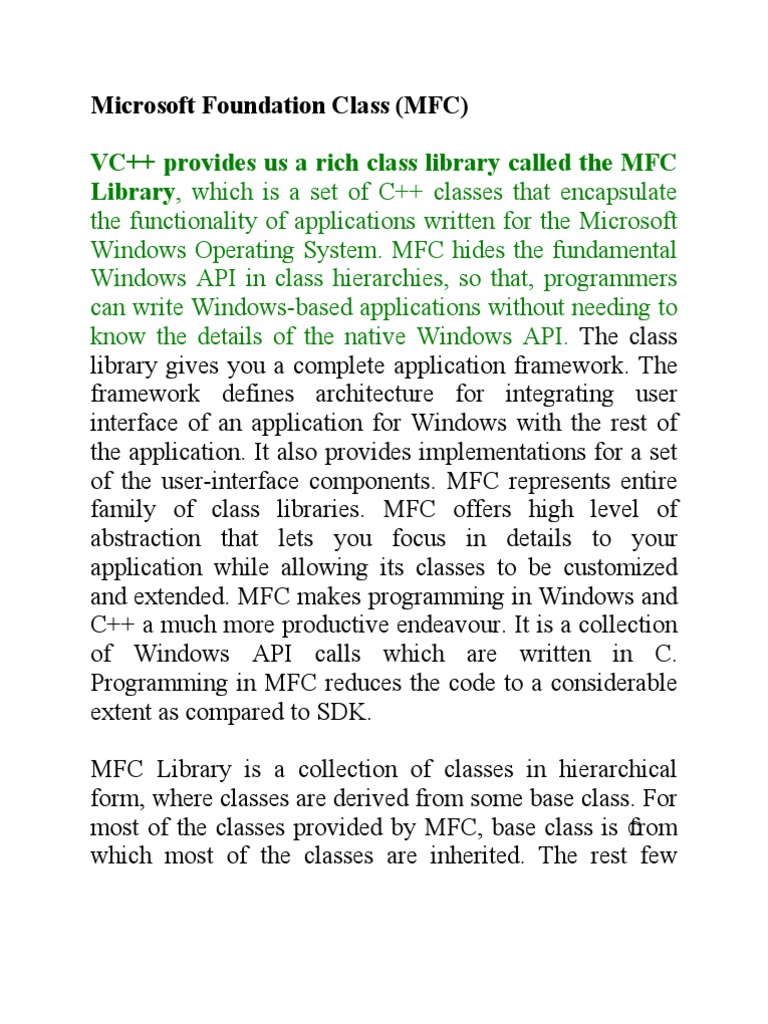 Microsoft Foundation Class | PDF | Class (Computer Programming ...