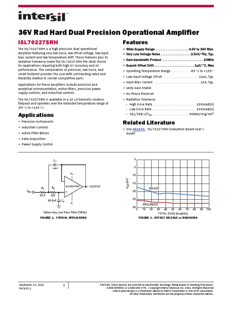 FN 7925 | PDF | Amplifier | Operational Amplifier