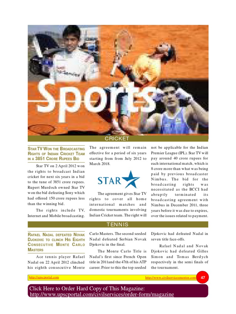 Sports Issues June 2012 | PDF | Tennis Tournaments | Sports Competitions