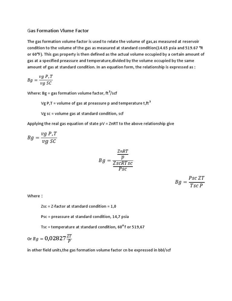 Gas Formation Volume Factor Explained | PDF | Science & Mathematics ...