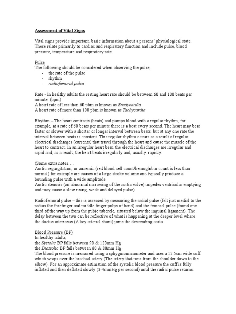 Assessment of Vital Signs&GCS | PDF | Pulse | Heart