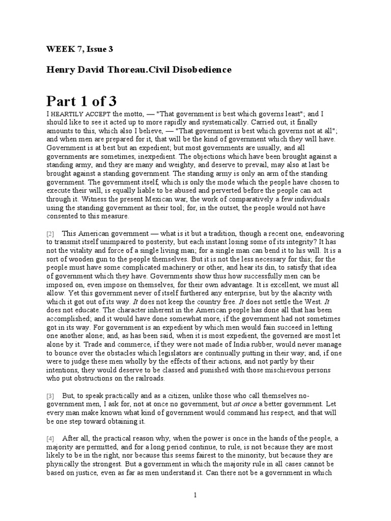 Thoreau - Civil Disobedience | PDF | Conscience | Civil Disobedience
