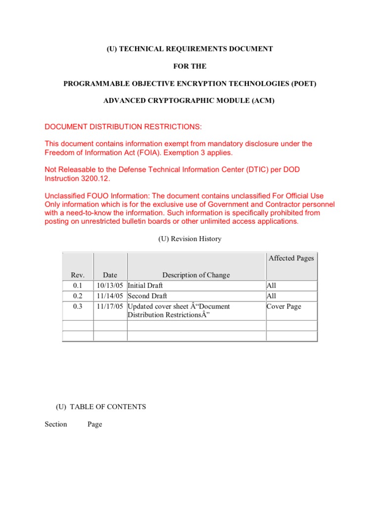 POET Advanced Cryptographic Module FOUO | PDF | Cryptography | Encryption