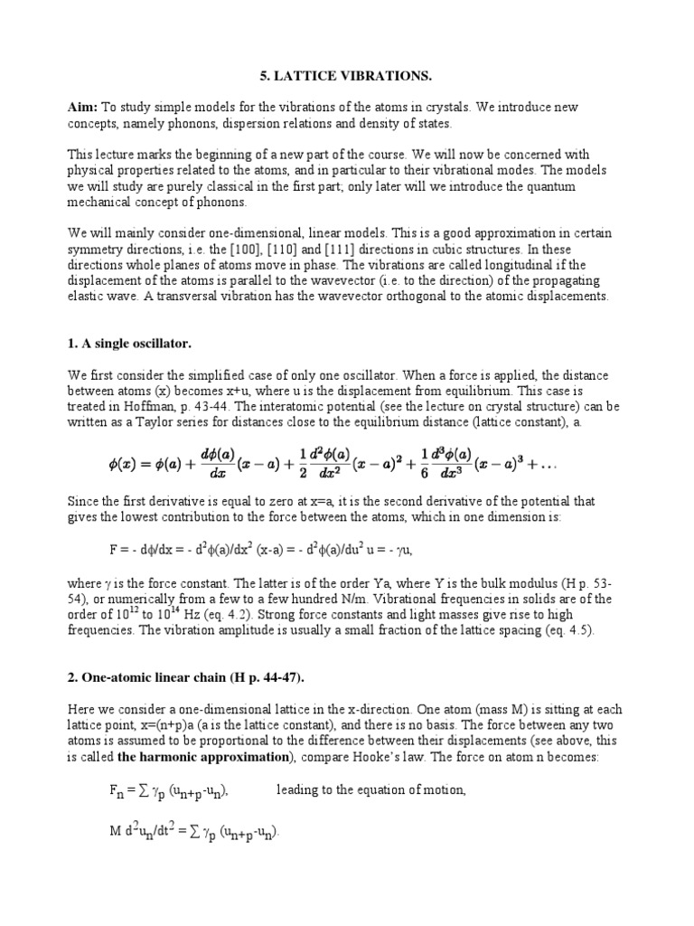 Lattice Vibrations | PDF | Phonon | Normal Mode