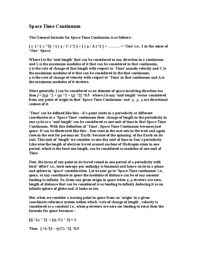 Space-Time Continuum Formula Explained | PDF | Spacetime | Sphere