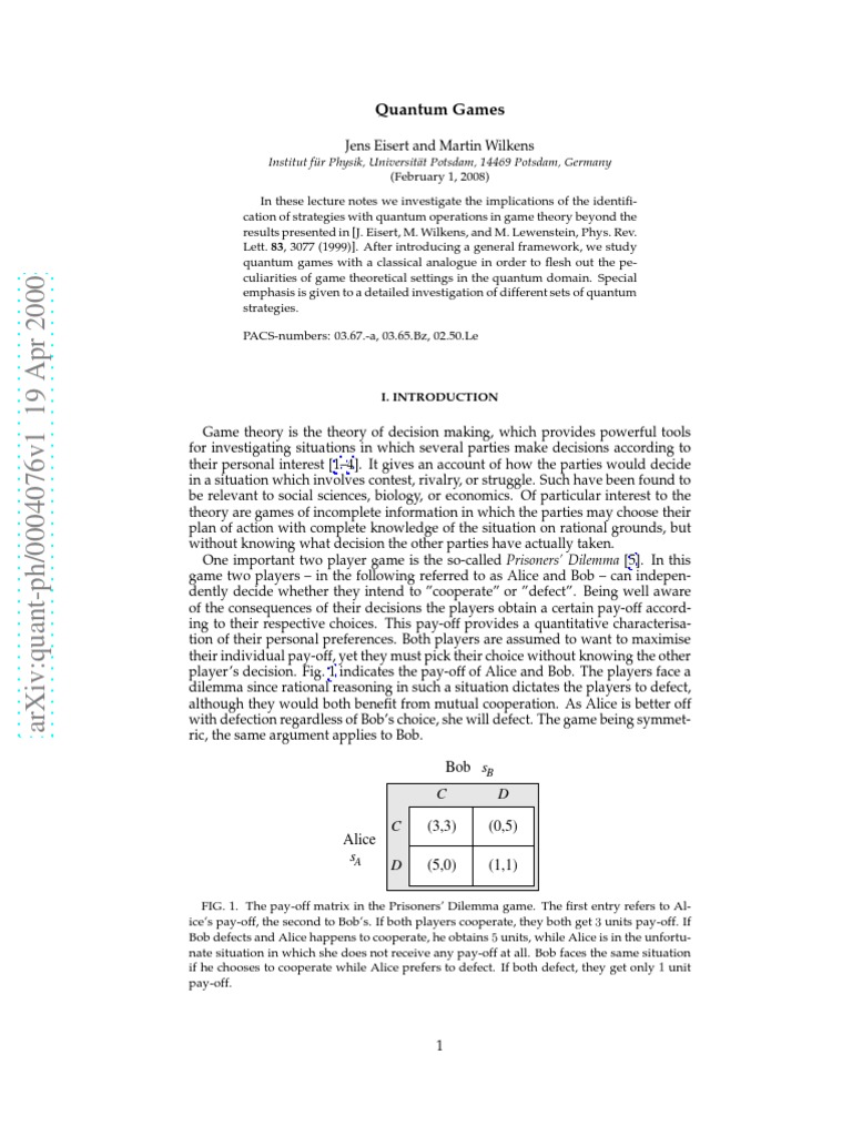 QM Game THeory | PDF | Game Theory | Solid State Engineering