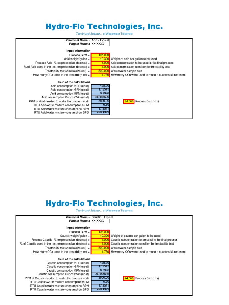 Chemical Pump Dosing Calcs | PDF