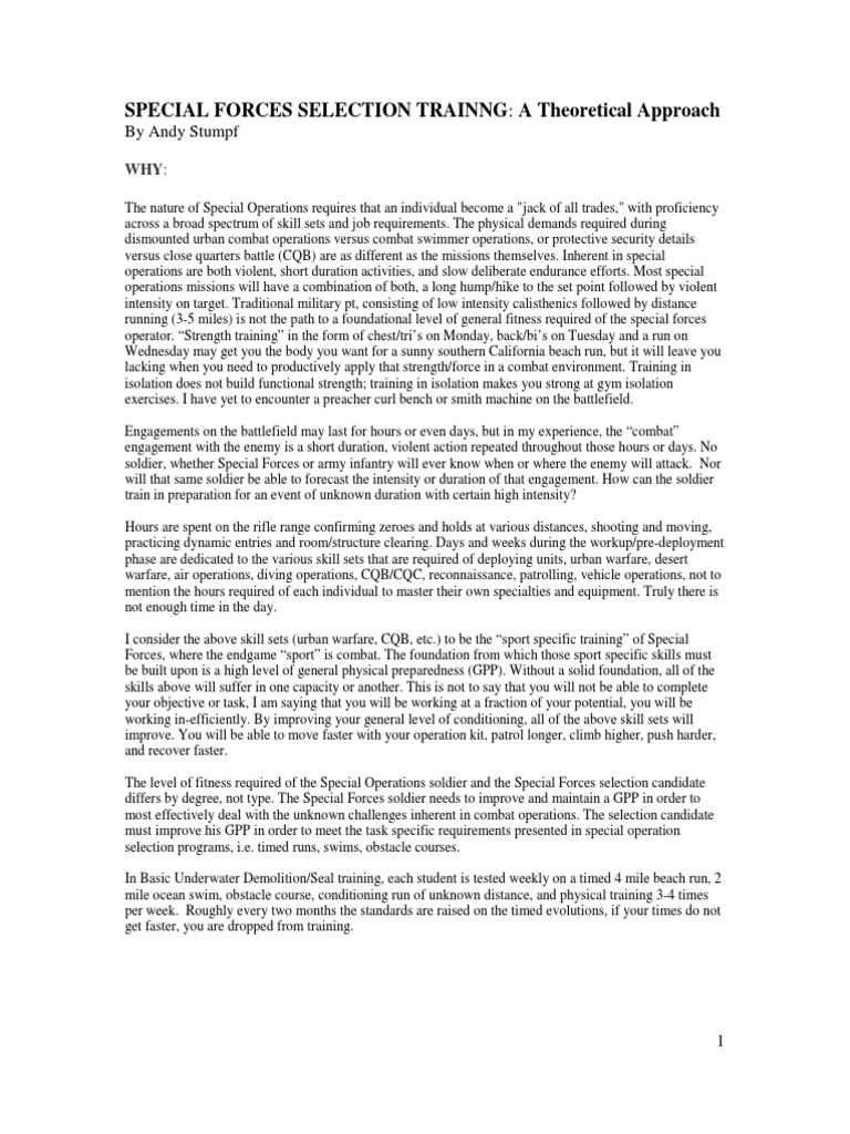 Special Forces Selection Workout Program | Aerobic Exercise | Physical ...