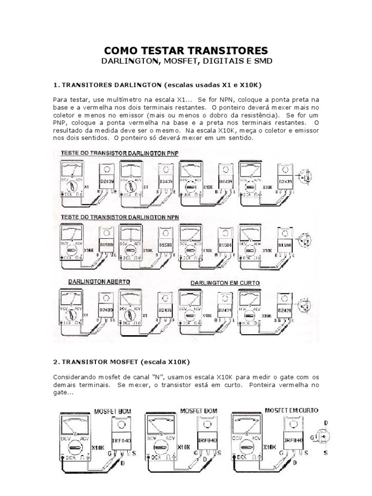 Teste Transsistor Darlington, Fet, Digital e SMD | PDF | MOSFET ...