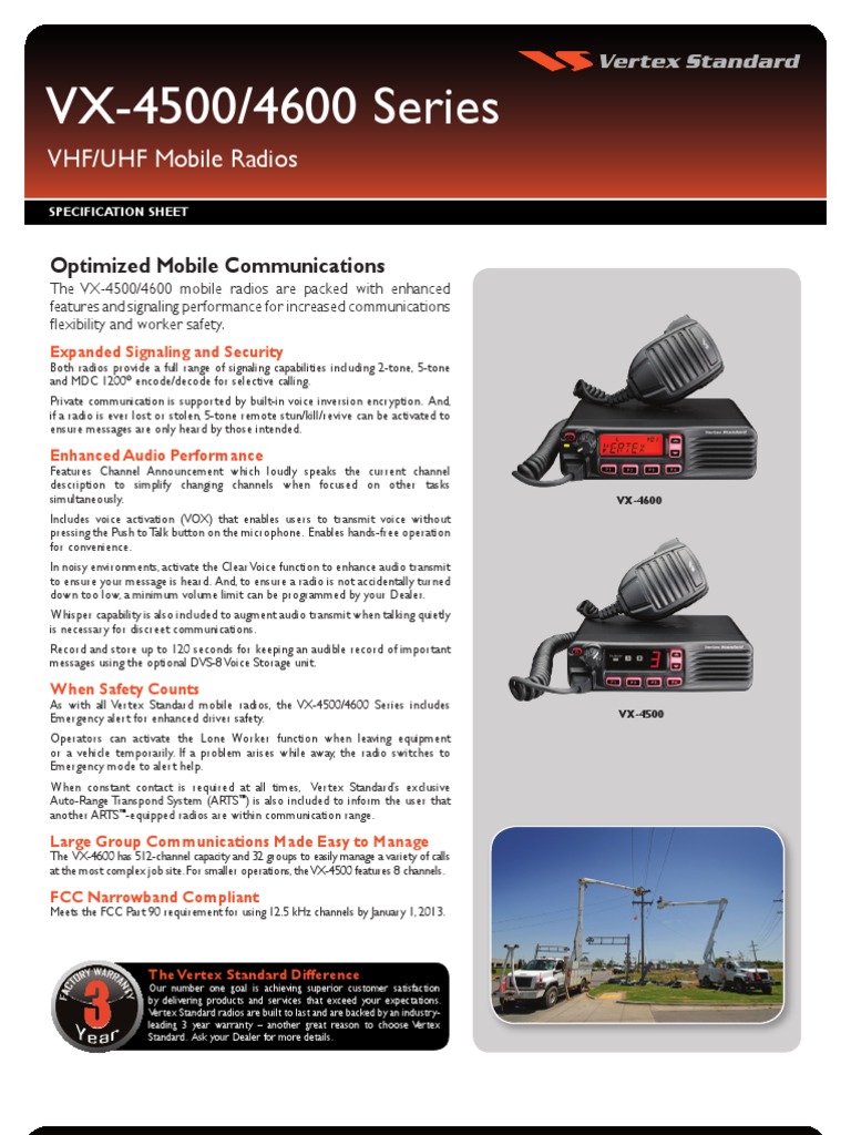 Vertex VX-4500 Series SpecSheet FINAL 012011 | PDF | Radio | Sound ...