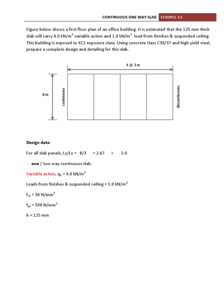 Continuous One-Way Slab Design Example | PDF | Structural Engineering ...