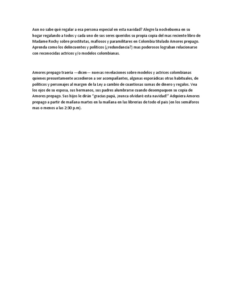 Amores de Prepago Proximo Libro de Madame Rochy | PDF