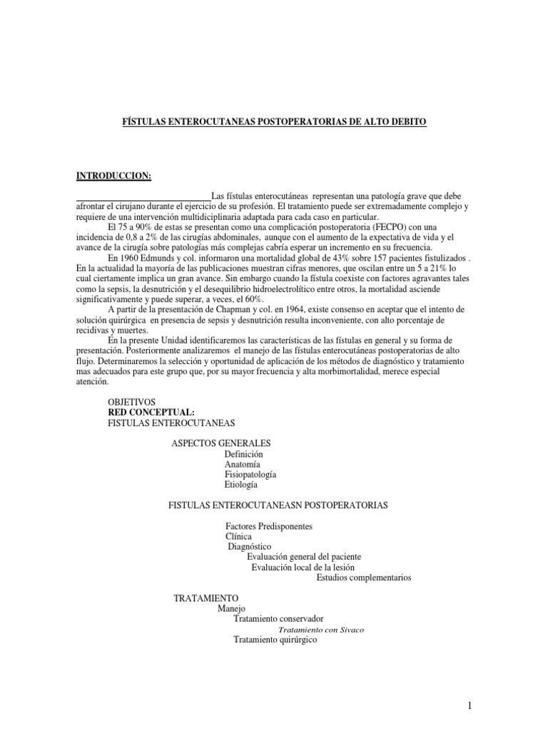 Fistula Cutanea | PDF | Septicemia | Cirugía