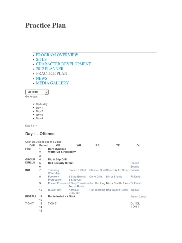 Practice Plan | PDF | American Football Teams | National Football ...